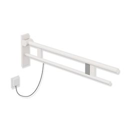HEWI System 900 St&uuml;tzklappgriff 900.50.20660DX Ausladung 900 mm, Edelstahl pulverbeschichtet wei&szlig; tiefmatt, rechts, E-Sp&uuml;lausl&ouml;sung