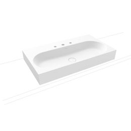 Kaldewei Centro Aufsatzwaschtisch 903106033711 3058, 90x50x12cm, alpinweiss matt Perl-Effekt, ohne &Uuml;berlauf, 3 Hahnl&ouml;cher