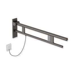 HEWI System 900 St&uuml;tzklappgriff 900.50.21360SC Ausladung 850 mm, Edelstahl pulverbeschichtet dunkelgrau perlglimmer tiefmatt, rechts