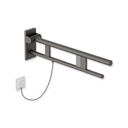HEWI System 900 St&uuml;tzklappgriff 900.50.15460SC Ausladung 700 mm, Edelstahl pulverbeschichtet dunkelgrau perlglimmer tiefmatt, rechts