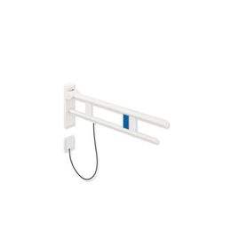 HEWI System 900 St&uuml;tzklappgriff 900.50.20060DX Ausladung 750 mm, Edelstahl pulverbeschichtet wei&szlig; tiefmatt, links, E-Sp&uuml;lausl&ouml;sung