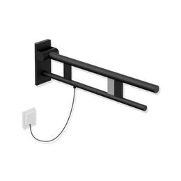 HEWI System 900 St&uuml;tzklappgriff 900.50.15460DC Ausladung 700 mm, Edelstahl pulverbeschichtet schwarz tiefmatt, rechts