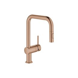 Grohe Minta Sp&uuml;ltisch-Einhebelmischer 32322DL2 warm sunset geb&uuml;rstet, herausziehbare Dual-Sp&uuml;lbrause, U-Auslauf
