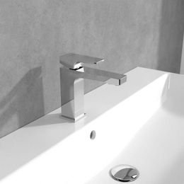 Villeroy & Boch Villeroy und Boch Architectura Square Waschtischarmatur TVW12500100061 mit Zugstangen-Ablaufgarnitur, chrom