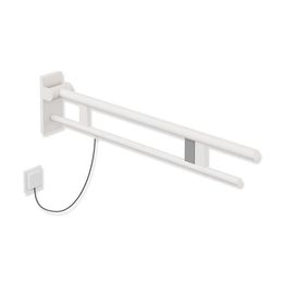 HEWI System 900 St&uuml;tzklappgriff 900.50.15760DX Ausladung 900 mm, Edelstahl pulverbeschichtet wei&szlig; tiefmatt, rechts