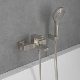 Villeroy & Boch Villeroy und Boch Architectura Square Badewannenarmatur TVT12500100064 mit Umsteller, Wandmontage, brushed nickel black