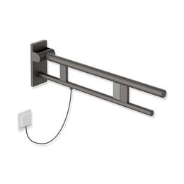 HEWI System 900 St&uuml;tzklappgriff 900.50.15560SC Ausladung 750 mm, Edelstahl pulverbeschichtet dunkelgrau perlglimmer tiefmatt, rechts