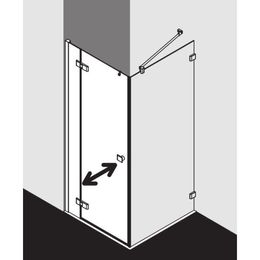 Kermi Mena Pendelt&uuml;r 1-fl&uuml;glig mit Festfeld, Wandprofil ME1NL08020VAK 80 x 200 cm, silber hochglanz, ESG klar, links, auf Duschwanne