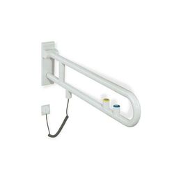 HEWI 801 E-St&uuml;tzklappgriff 801.50.70033 700 mm, rubinrot, Sp&uuml;l-/Funktionstaste, gelber Ring