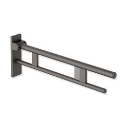 HEWI System 900 St&uuml;tzklappgriff 900.50.18060SC Ausladung 750 mm, Edelstahl pulverbeschichtet dunkelgrau perlglimmer tiefmatt, rechts, Funk-Sp&uuml;lausl&ouml;sung