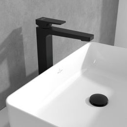 Villeroy & Boch Villeroy und Boch Architectura Square Waschtischarmatur TVW125002000K5 erh&ouml;ht, mit Push-Open-Ablaufgarnitur, matt black