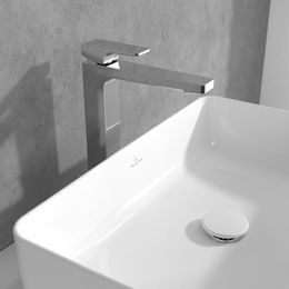 Villeroy & Boch Villeroy und Boch Architectura Square Waschtischarmatur TVW12500200061 erh&ouml;ht, mit Push-Open-Ablaufgarnitur, chrom