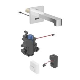 Geberit Brenta Infrarot-Waschtischarmatur 116297211 22 cm, Wandmontage, Netzbetrieb, UP-Funktionsbox, mit Thermostatmischer, hochglanz-verchromt