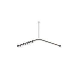 HEWI System 900 Vorhangstange 900.34.10060SC 787 x 787 mm, 16 Vorhangringe, Edelstahl pulverbeschichtet dunkelgrau, perlglimmer tiefmatt
