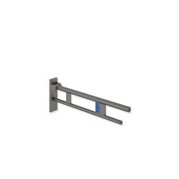 HEWI System 900 St&uuml;tzklappgriff 900.50.17860SC Ausladung 900 mm, Edelstahl pulverbeschichtet dunkelgrau perlglimmer tiefmatt, links, Funk-Sp&uuml;lausl&ouml;sung