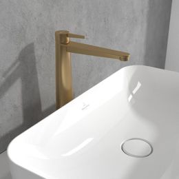 Villeroy & Boch Villeroy und Boch Conum Einhebel-Waschtischarmatur TVW12700500076 erh&ouml;ht, mit Push-Open-Ablaufgarnitur, brushed gold
