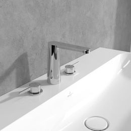 Villeroy & Boch Villeroy und Boch Conum Dreiloch-Waschtischarmatur TVW12700100061 mit Zugstangen- Ablaufgarnitur, chrom