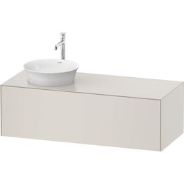 Duravit White Tulip Waschtisch-Unterschrank WT4977L3939 130 x 55 cm, Nordic Wei&szlig; Seidenmatt, wandh&auml;ngend, 1 Auszug, 1 Konsolenplatte, Becken links
