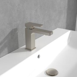 Villeroy & Boch Villeroy und Boch Architectura Square Waschtischarmatur TVW12500100064 mit Zugstangen-Ablaufgarnitur, brushed nickel black