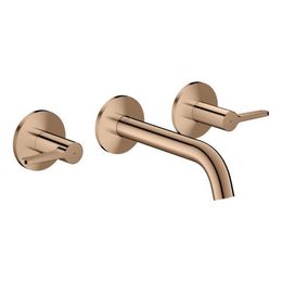 Hansgrohe AXOR One 3-Loch Waschtischarmatur 48150300 Unterputz, Ausladung 160mm, Wandmontage mit Rosetten, mit Hebelgriff, polished red gold