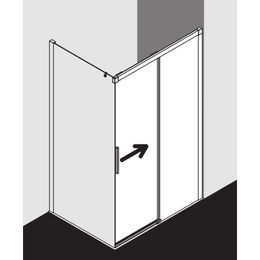 Kermi Nica Gleitt&uuml;r 2-tlg., mit Festfeld NID2R13020VPK 130x200cm, silber hochglanz, ESG klar Clean, rechts, auf Duschwanne