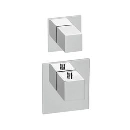 Herzbach Logic XL Fertigmontageset 11.521010.2.01 Universal-Thermostat-Modul, 2 eckige Armaturenblende, chrom