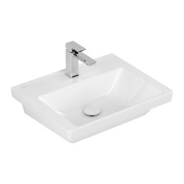 Villeroy & Boch Villeroy und Boch Subway 3.0 Waschtisch 4A70F501 55x44cm, mit 1 Hahnloch/ohne &Uuml;berlauf, wei&szlig;