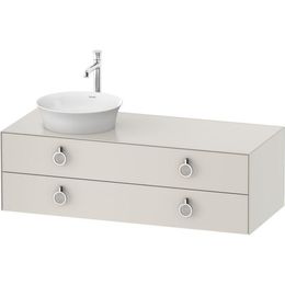 Duravit White Tulip Waschtisch-Unterschrank WT4992L3939 130 x 55 cm, Nordic Wei&szlig; Seidenmatt, wandh&auml;ngend, 2 Schubk&auml;sten mit Griff, Becken links