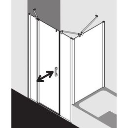 Kermi Pega Pendelt&uuml;r 1-fl&uuml;gelig mit Festfeld PE1AL10320VAK 103x200cm, silber hochglanz, ESG klar, links, auf Duschplatz