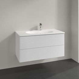Villeroy & Boch Villeroy und Boch Antao Waschtisch-Unterschrank K05100GF 98,8x50,4x49,6cm, mit Frontstruktur, glossy white lacquer