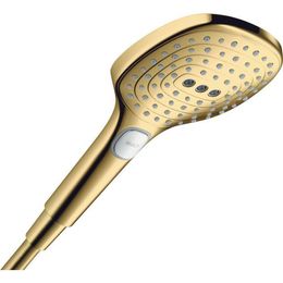 Hansgrohe Raindance Select E Duschkopf Brausekopfgröße 120mm, 3jet, EcoSmart+, 6 l/min, polished gold optic