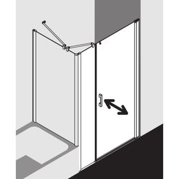 Kermi Pega Pendelt&uuml;r 1-fl&uuml;gelig mit Festfeld PE1OR10018VAK 100x185cm, silber hochglanz, ESG klar, rechts, auf Duschwanne