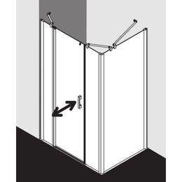 Kermi Pega Pendelt&uuml;r 1-fl&uuml;gelig mit Festfeld PE1AL10018VAK 100x185cm, silber hochglanz, ESG klar, links, auf Duschwanne