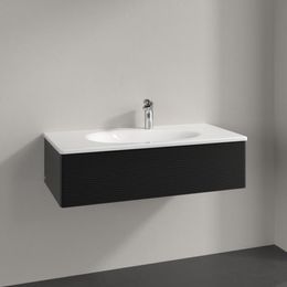 Villeroy & Boch Villeroy und Boch Antao Waschtisch-Unterschrank K02100PD 98,8x25,6x49,3cm, mit Frontstruktur, black matt lacquer