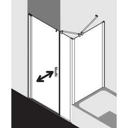 Kermi Pega Pendelt&uuml;r 1-fl&uuml;gelig mit Festfeld PE1OL11018VPK 110x185cm, silber hochglanz, ESG klar Clean, links, auf Duschwanne