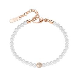 Armband "mit Zirkonia und Muschelkern-Perlen, Silber 925", rosa (ros&eacute; vergoldet), Giorgio Martello MILANO, Armb&auml;nder, Damen, 20cm, Silber 925 (Sterlingsilber), Armband