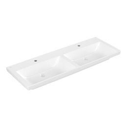 Villeroy & Boch Villeroy und Boch Subway 3.0 Schrank-Doppelwaschtisch 4A71D101 130x47cm, mit je 1 Hahnloch/ohne &Uuml;berlauf, wei&szlig;