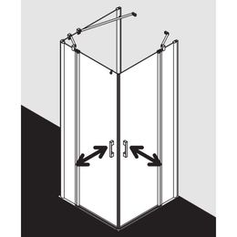 Kermi Pega Pendelt&uuml;r-Eckeinstiegsh&auml;lfte 2-tlg. PEEPL11018VNK 110x185cm, silber hochglanz ESG SR Arena C, links, auf Duschwanne