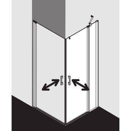 Kermi Pega Pendelt&uuml;r-Eckeinstiegsh&auml;lfte 2-tlg. PEEPR07518VUK 75x185cm, silber hochglanz ESG SR Opaco, rechts, auf Duschwanne