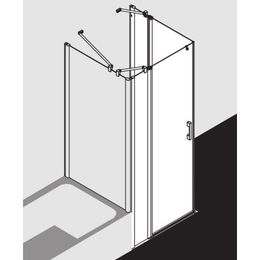 Kermi Pega Pendelt&uuml;r-Eckeinstiegsh&auml;lfte 2-tlg. PEEPL07518VAK 75x185cm, silber hochglanz, ESG klar, links, auf Duschwanne
