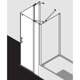 Kermi Pega Pendelt&uuml;r-Eckeinstiegsh&auml;lfte 2-tlg. PEEPR08018VPK 80x185cm, silber hochglanz, ESG klar Clean, rechts, auf Duschwanne