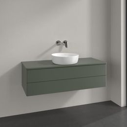 Villeroy & Boch Villeroy und Boch Antao Waschtisch-Unterschrank K21050HL 120x36x50cm, Hahnloch, Waschbeckenplattenfarbe Lack, leaf green matt lacquer