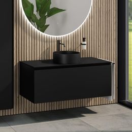 rivea Dia Unterschrank B: 120 mit 1 Auszug, Waschtisch &Oslash; 38 cm schwarz matt, BR0535BM+BR0039BM+BN0404BM,