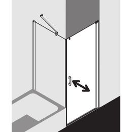 Kermi Pega Pendelt&uuml;r 1-fl&uuml;gelig, bodenfrei PE1KR08320VNK 83 x 200 cm, silber hochglanz ESG SR Arena C, rechts, auf Duschplatz