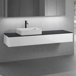 neoro n50 M&ouml;belanlage B: 180 cm mit 2 Ausz&uuml;gen, Waschtisch B: 58 cm wei&szlig; matt,, BN0065WM+BN0414WH+BN0411WH+BN0409BM,