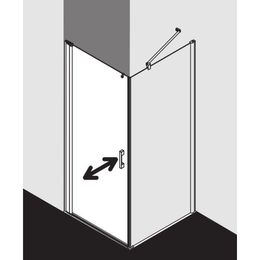 Kermi Pega Pendelt. 1-fl., bodenfr. mit Festfeldern PE1KL09020VAK 90x200cm, silber hochglanz, ESG klar, links, auf Duschwanne