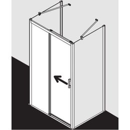 Kermi Pega Gleitt&uuml;r 2-tlg. bodenfrei mit Festfeld PED2L10318VAK 103x185cm, silber hochglanz, ESG klar, links, auf Duschplatz