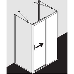 Kermi Pega Gleitt&uuml;r 2-tlg. bodenfrei mit Festfeld PED2R10320VAK 103x200cm, silber hochglanz, ESG klar, rechts, auf Duschplatz