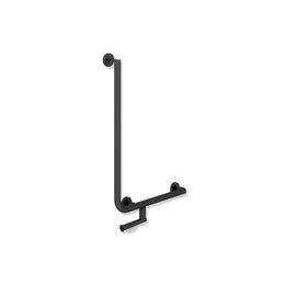 HEWI System 900 Winkelgriff 900.22.11060DC 750 x 500 mm, Edelstahl pulverbeschichtet schwarz tiefmatt, rechts
