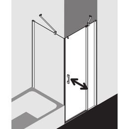 Kermi Pega Pendelt&uuml;r 1-fl&uuml;gelig mit Festfeld PE1NR09018VAK 90x185cm, silber hochglanz, ESG klar, rechts, auf Duschwanne